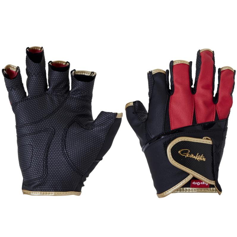 (セール) がまかつ エルゴグリップグローブ5本切/ハーフショート GM-7296 ブラック×レッド Mサイズ / メール便可 (＋10) : 4549018737981 : 釣人館ますだ ...