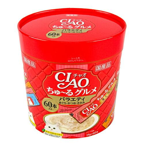 CIAO（いなばペットフード） チャオ CIAO ちゅーるグルメ まぐろ・かつお・ささみ バラエティ 14g×60本入 コラーゲン入り キャットフード : にっぽん津々浦々 - 通販 ...