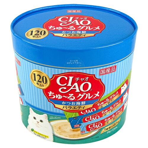 CIAO（いなばペットフード） チャオ CIAO ちゅーるグルメ かつお 海鮮バラエティ 3種類の味入り 14g×120本入 コラーゲン入り キャットフード : にっぽん津々浦々 - 通販 ...