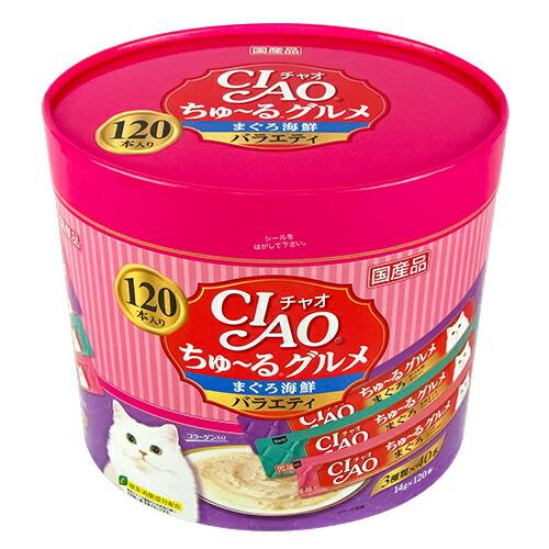 CIAO（いなばペットフード） チャオ CIAO ちゅーるグルメ まぐろ 海鮮バラエティ 3種類の味入り 14g×120本入 コラーゲン入り キャットフード : にっぽん津々浦々 - 通販 ...