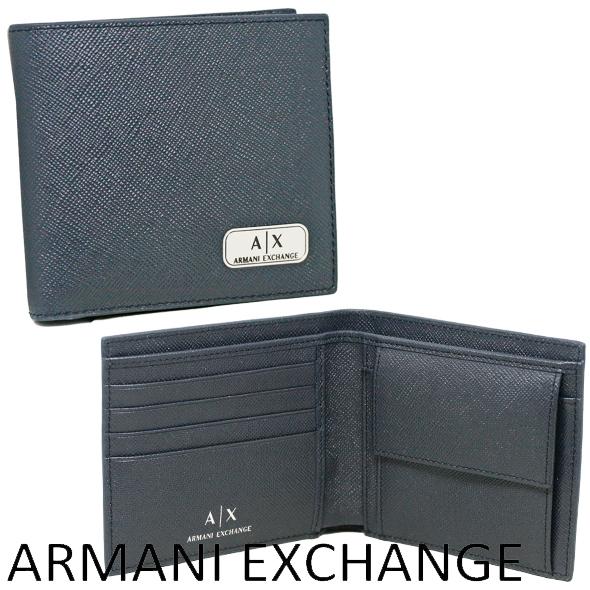 ARMANI EXCHANGE アルマーニエクスチェンジ 財布 二つ折り財布 ギフト プレゼント メンズ ネイビー AX 958098 ...