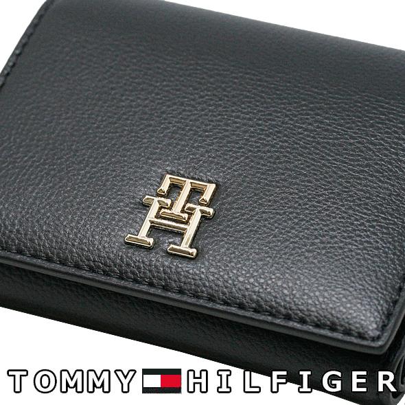 TOMMY HILFIGER トミーヒルフィガー 財布 三つ折り財布 コンパクト レディース ブラック ギフト プレゼント AW0AW14634BDS AW0AW14634-BDS ...