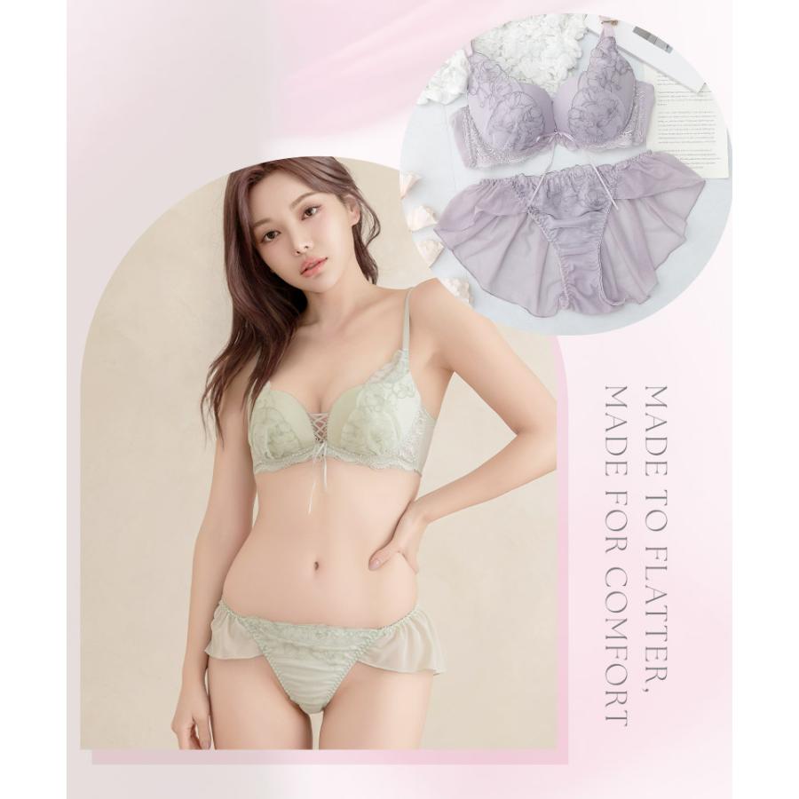 tu-hacci 【新作 クーポンで10%OFF】 下着女性 上下セット《Leene》マニョリアレースブラ＆ショーツ/ 補正ブラ 脇高 L字ワイヤー 痛くない 自胸で叶えるくっきり谷間 ...