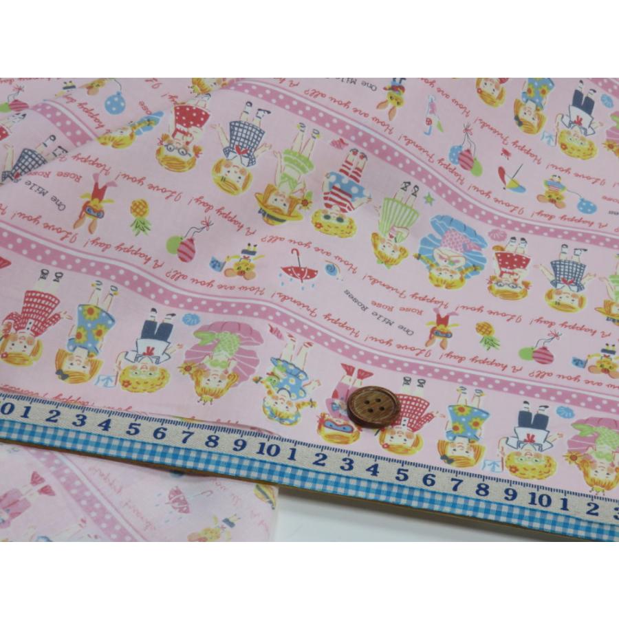 1m単位 アウトレット40% YUWA有輪 ワンマイルローゼズ happy mate daily life ピンク シーティング生地 マークダウン メーカー処分品 布地 布 コットン : 布と ...