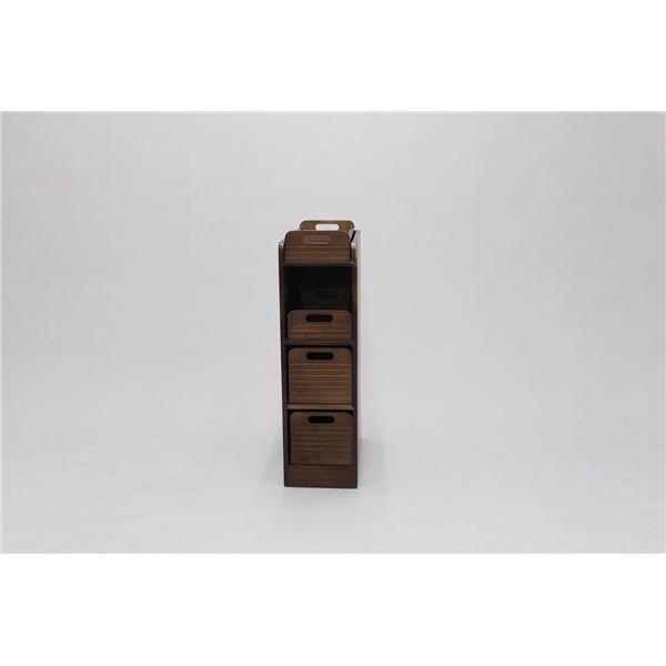 収納棚 サイドボード 約幅20cm 4段 ブラウン 木製 天然木 桐材 キャスター付き 軽量 トレイワゴン 完成品 リビング : 通販 ...