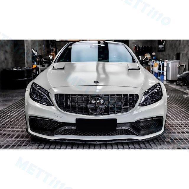 BENZ メルセデス ベンツ W205 S205 C63AMG セダン ワゴン用 ブラックセイル カーボン フロントスポイラー バンパーリップ 綾織 ブラバス 前期/後期 ...