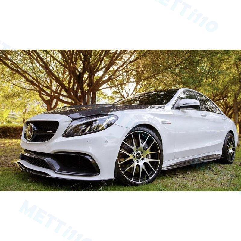 BENZ メルセデス ベンツ W205 S205 C63AMG セダン ワゴン用 ブラックセイル カーボン フロントスポイラー バンパーリップ 綾織 ブラバス 前期/後期 ...