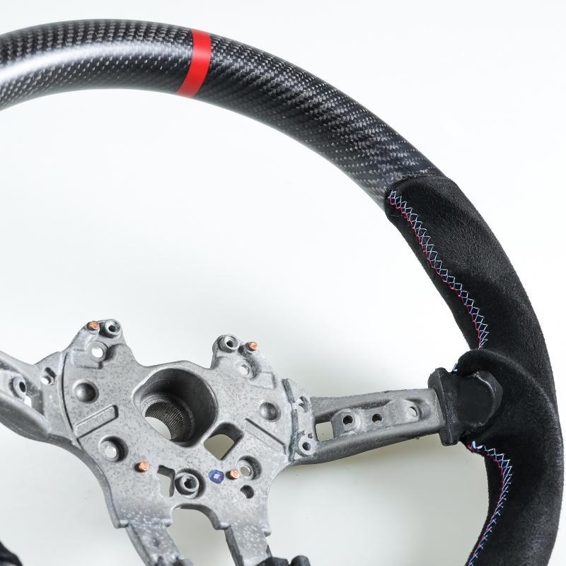 BMW用 F10 F11 F07 F12 F13 F06 F01 F02 F03 M5 M6用 ステアリング ホイール ハンドル マットカーボン×本革スエード×赤い輪デザイン : 途家 ...
