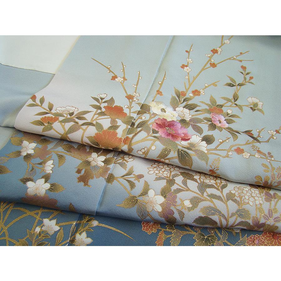 きものしらゆり 身丈165cm 裄68cm 10〜5月 ロング寸 極上ちりめん地 金彩加工染 刺繍入り 訪問着 正絹 身長157cm〜165cmの方に最適 C628 : c628 : 博多着物 ...