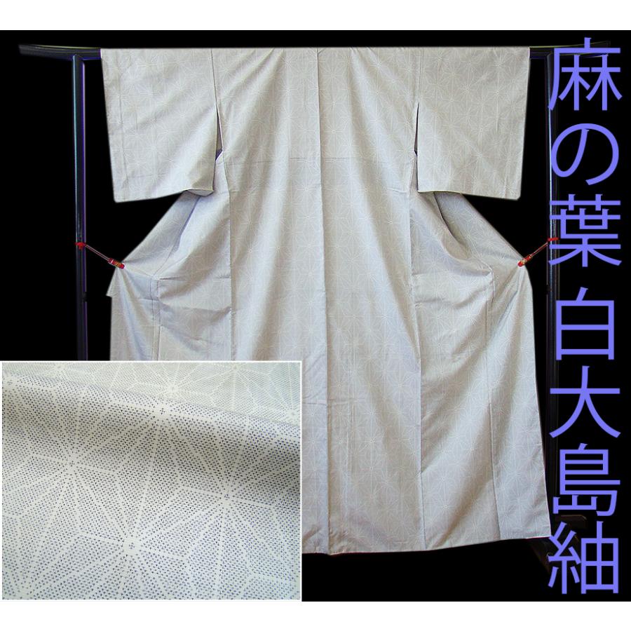 きものしらゆり 身丈159cm 裄64cm 10〜5月 本場白大島紬 麻の葉 径横絣 七マルキ 正絹 身長150cm〜156cmの方に最適 同梱可 C987 : 博多着物市場 きものしらゆり ...