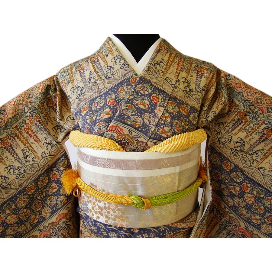 きものしらゆり 身丈152cm 裄64cm 10〜5月 S寸 更紗柄 横断 きものしらゆり 身丈152cm 裄64cm 10〜5月 S寸 更紗柄 横断