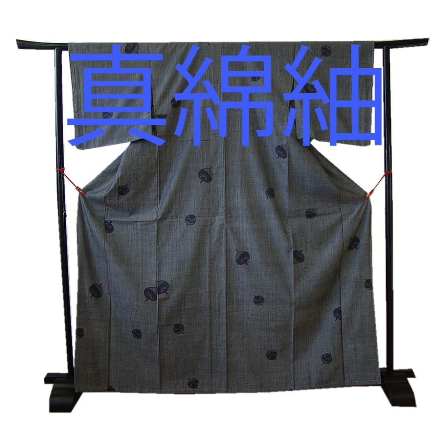 きものしらゆり 身丈159cm 裄66cm 10〜5月 真綿紬 グレー色 コマ柄 紬着尺 正絹 身長154cm〜160cmの方に最適 同梱可 I503 : 博多着物市場 きものしらゆり ...