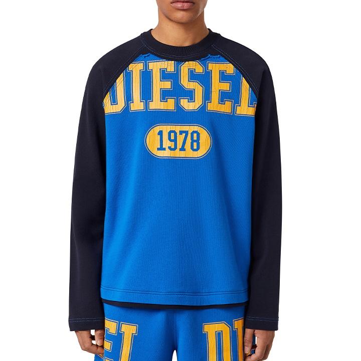 ディーゼル Diesel スウェットシャツ トレーナー メンズ ロゴクラックプリント ラグランスリーブ 長袖 プルオーバー S Raglen