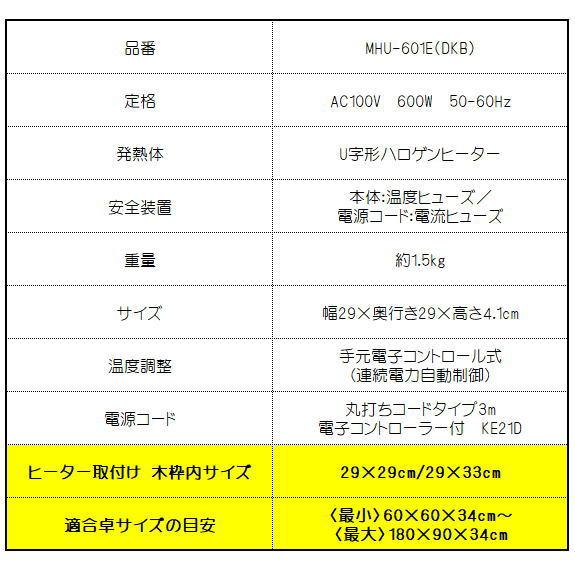 メトロ：コタツ用取替えヒーター（ハロゲン）/MHU-601E-DKB : メロウハウス - 通販 - Yahoo!ショッピング