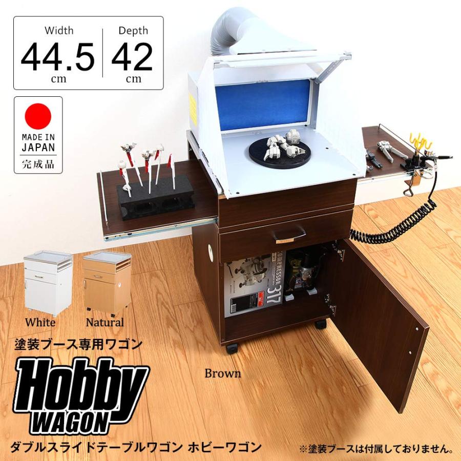 JAJAN 国産 ステンレス天板 ホビー用 ダブル スライドテーブル ワゴン 幅44.5cm 奥行42cm 高さ70cm ホワイト キャスタ : 20231123125323-01175 ...