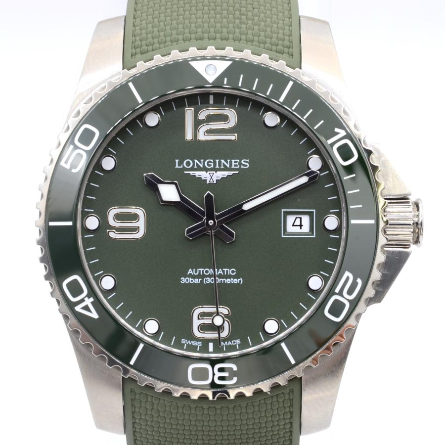 LONGINES ロンジン ハイドロコンクエスト デイト L3.781.4.06.9 グリーン文字盤 SS×SE×ラバーベルト メンズ腕時計 取説、元箱有 : Clockwise クロック ...