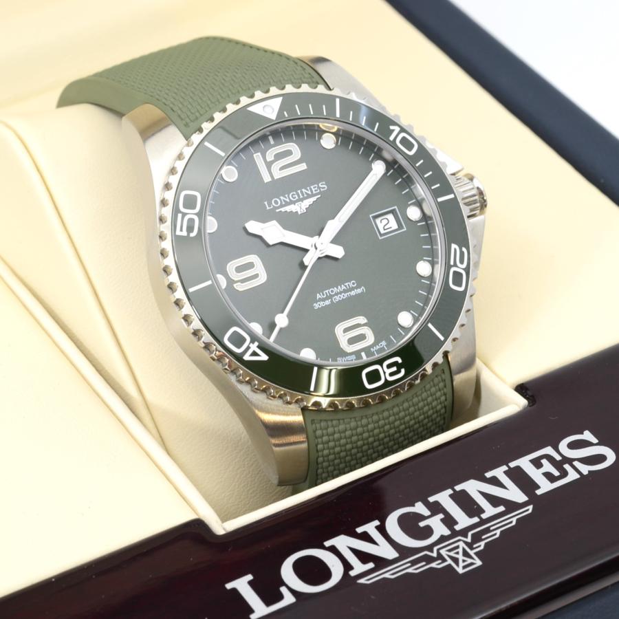 LONGINES ロンジン ハイドロコンクエスト デイト L3.781.4.06.9 グリーン文字盤 SS×SE×ラバーベルト メンズ腕時計 取説、元箱有 : Clockwise クロック ...