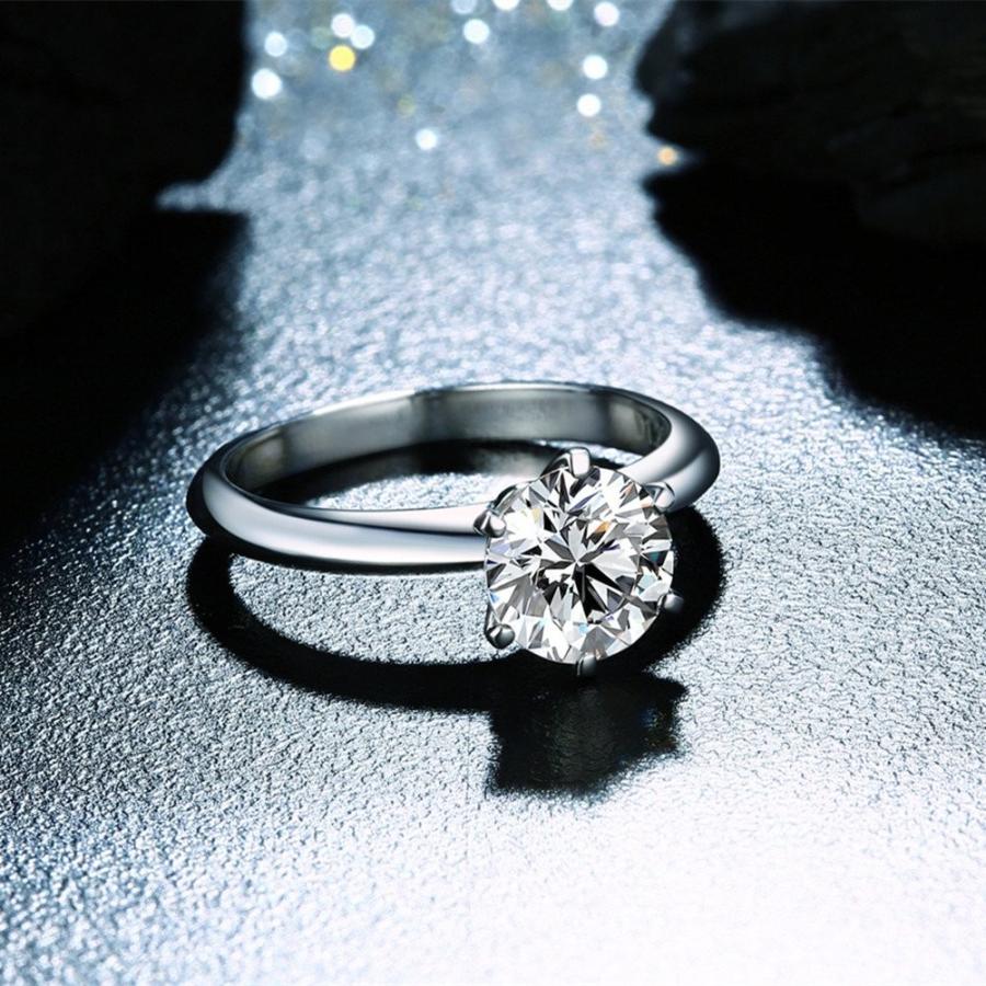 Erllo 2 Ct CZ Solitaire Engagement Ring Sterling Silver Cubic Zirconia :20190403200806-01963-b ...