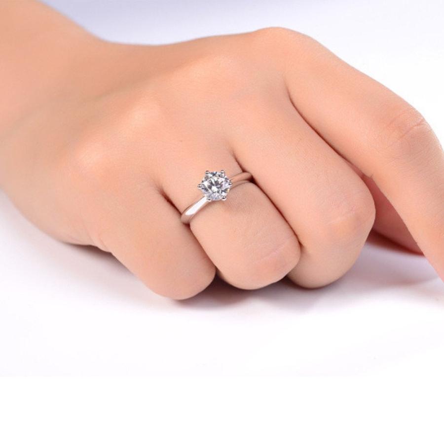 Erllo 2 Ct CZ Solitaire Engagement Ring Sterling Silver Cubic Zirconia :20190403200806-01963-b ...