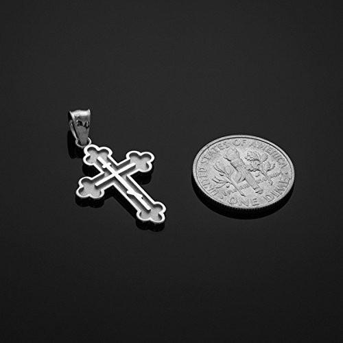 925 Sterling Silver Eastern Orthodox Cross Charm Pendant Necklace, 16 ...