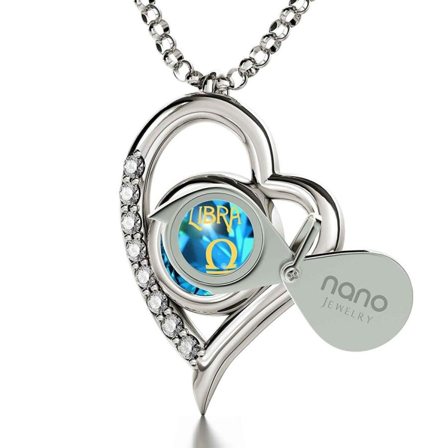 Nano Jewelry 925 Sterling Silver Zodiac Heart Pendant Libra Necklace 2 :20190525035812-00957-b ...