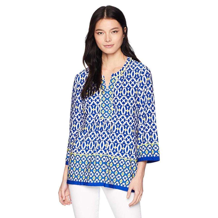 Ruby Rd. Women's Petite Printed ITY Knit Tunic Top, Baltic Blue/Multi ...