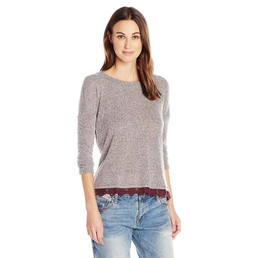 Taylor and Sage Women's Marled Knit Twist Lace Hem Top, Elderberry Plu ...