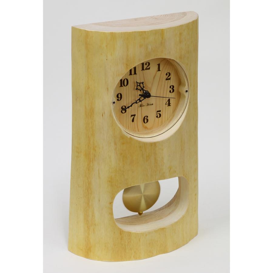 木製 電波時計 桧(ひのき) 丸太ハーフ 振子置時計 うす皮 高さ37cm No.2208 : ツインハーツYahoo!店 - 通販 - Yahoo!ショッピング