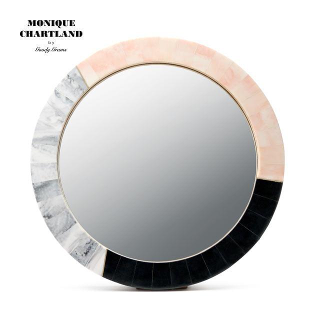 Goody Grams 大理石風 鏡 ミラー 卓上 壁掛け 玄関鏡 丸形 円形 おしゃれ ウォールミラー MIRROR BADARISH ...