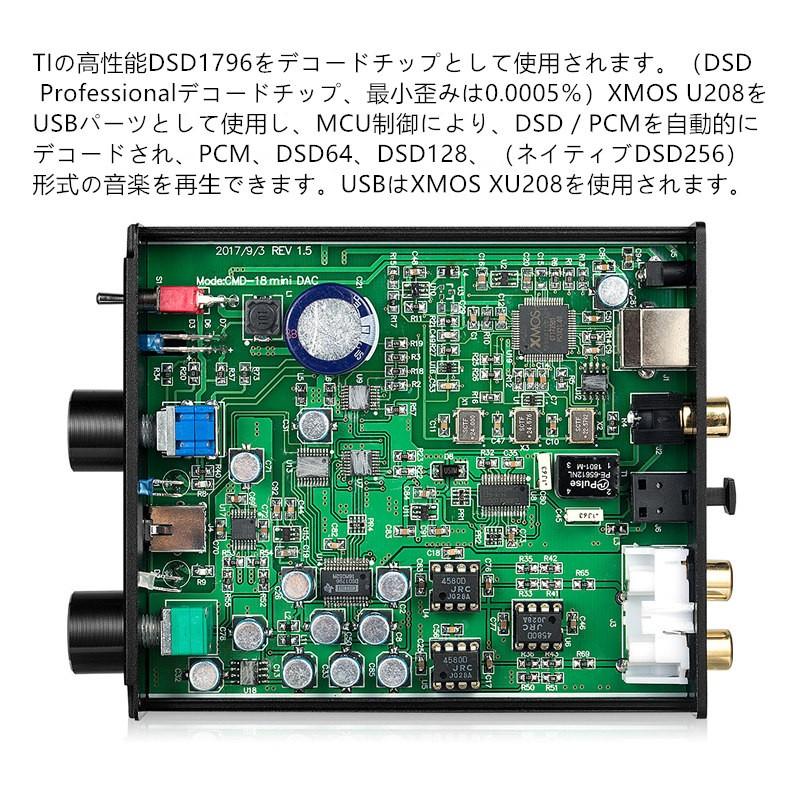 Mini XMOS XU208 USB DAC オーディオ デコーダー DSD256 HiFi ヘッドフォンアンプ PCM384K ...