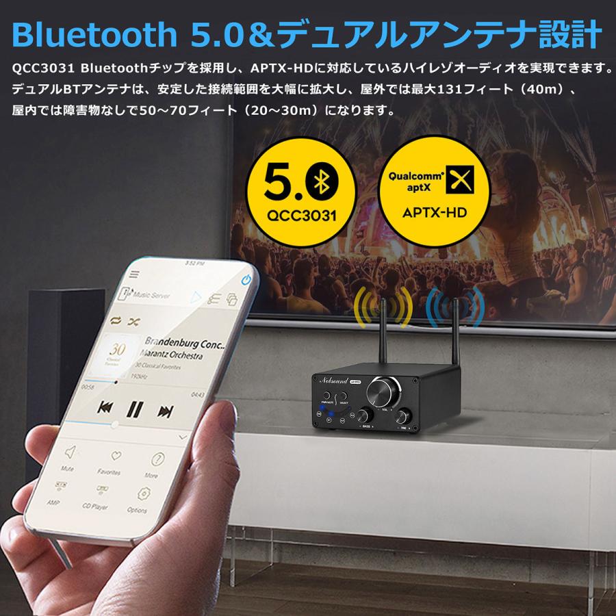 Nobsound A2 PRO HiFi デュアル Bluetooth 5.0 デジタルアンプ ステレオ デスクトップ オーディオ ...