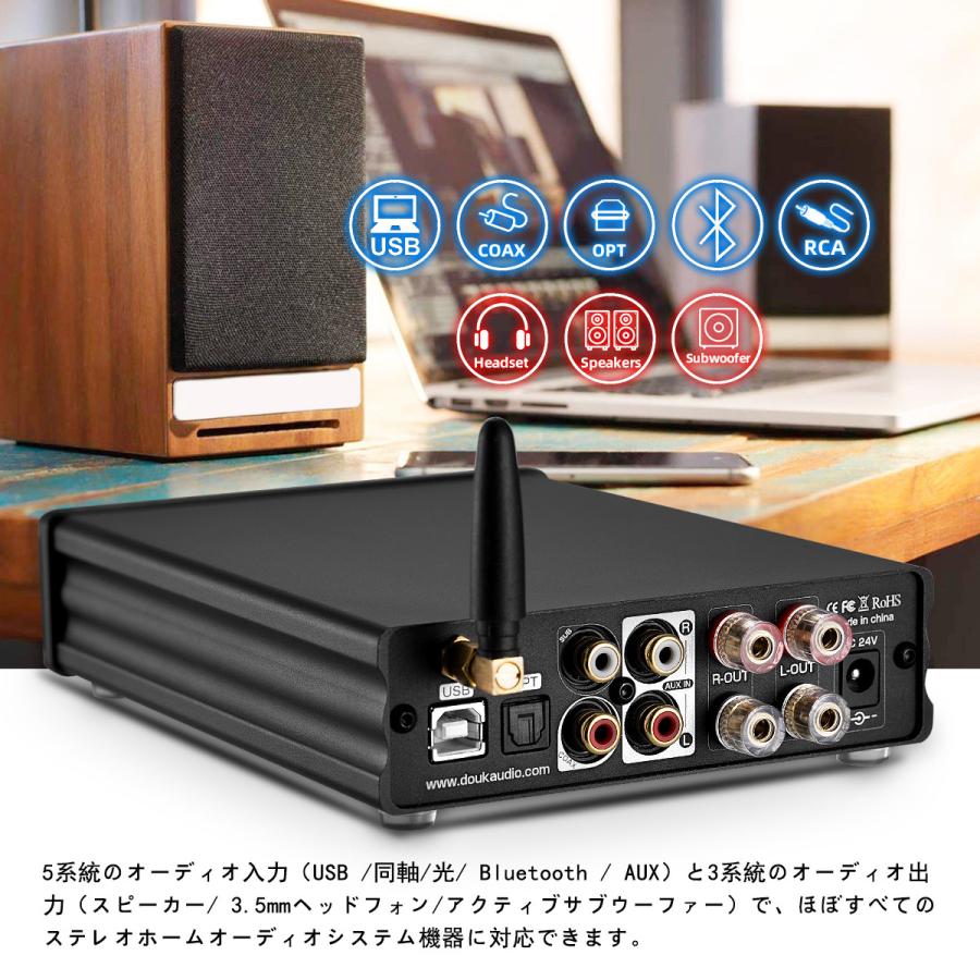 Nobsound NS-19G ステレオ Bluetooth 5.0 パワーアンプ HiFi DAC オーディオ USB / OPT COAX 100W*2 : Nobsound - 通販 ...