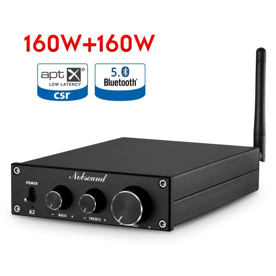 Nobsound A2 HiFi Bluetooth クラスD パワーアンプ ホーム ステレオ オーディオ アンプ APTX-LL 160W ...
