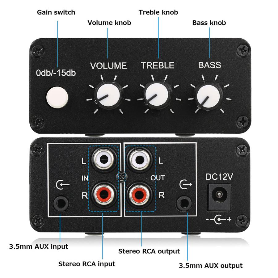 Mini オーディオ アッテネーター 3.5mm/RCA ボリュームコントローラー ステレオ プリアンプ (トーンコントロール付き) : Nobsound - 通販 - Yahoo!ショッピング