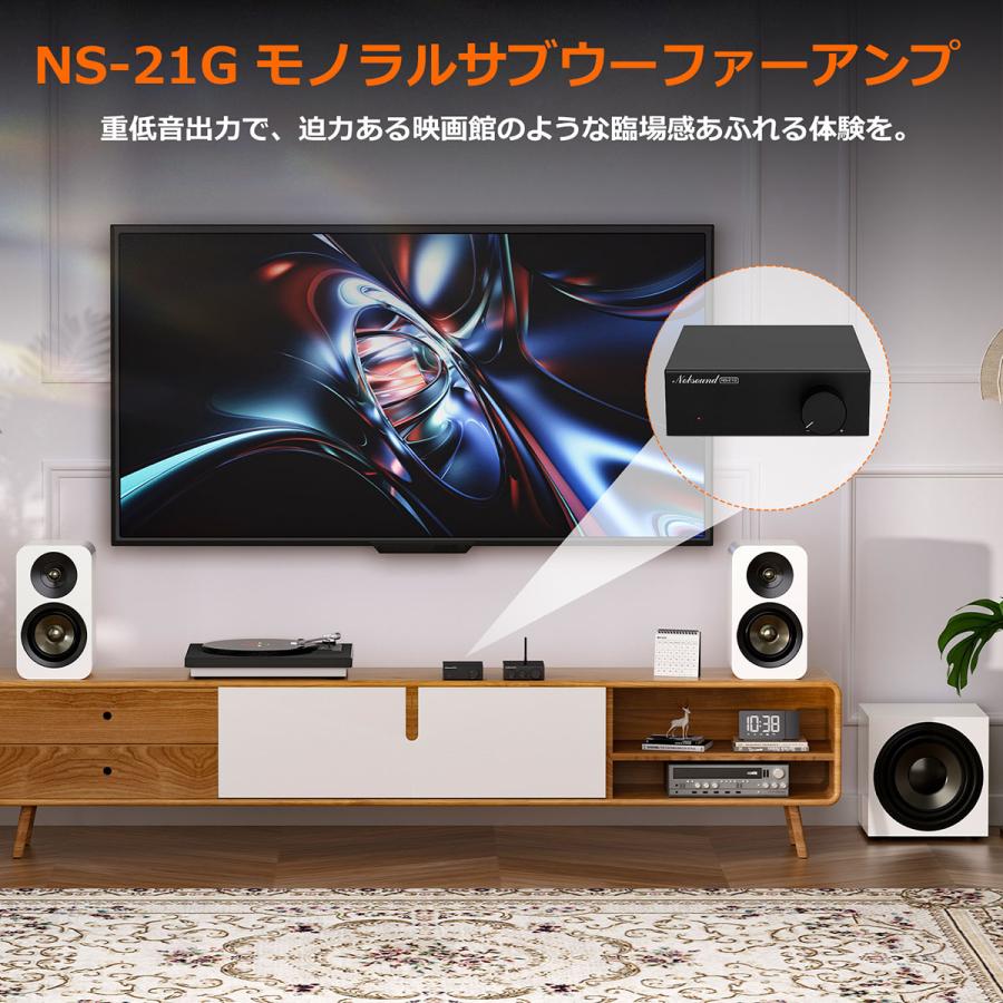 Nobsound NS-21G モノブロックアンプ 100W 高効率 TPA3116チップ搭載 コンパクトHiFi サブウーファーアンプ バスシェーカー対応 RCA/AUX入力 低域調整可能 ...