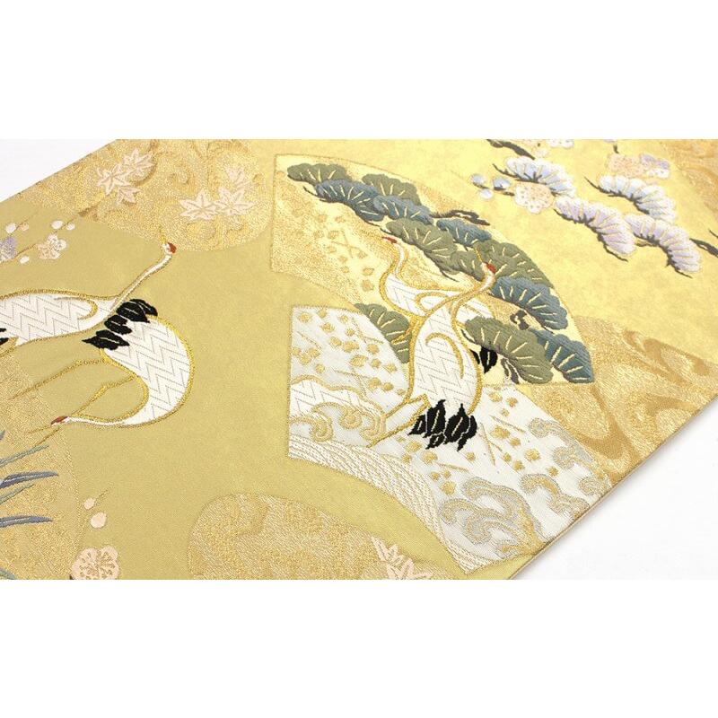 中古 袋帯 礼装用 リサイクル レディース 正絹 ゴールド 松竹梅 鶴 お祝い柄 長さ440cm 幅31cm : リサイクル着物 忠右衛門 - 通販 - Yahoo!ショッピング