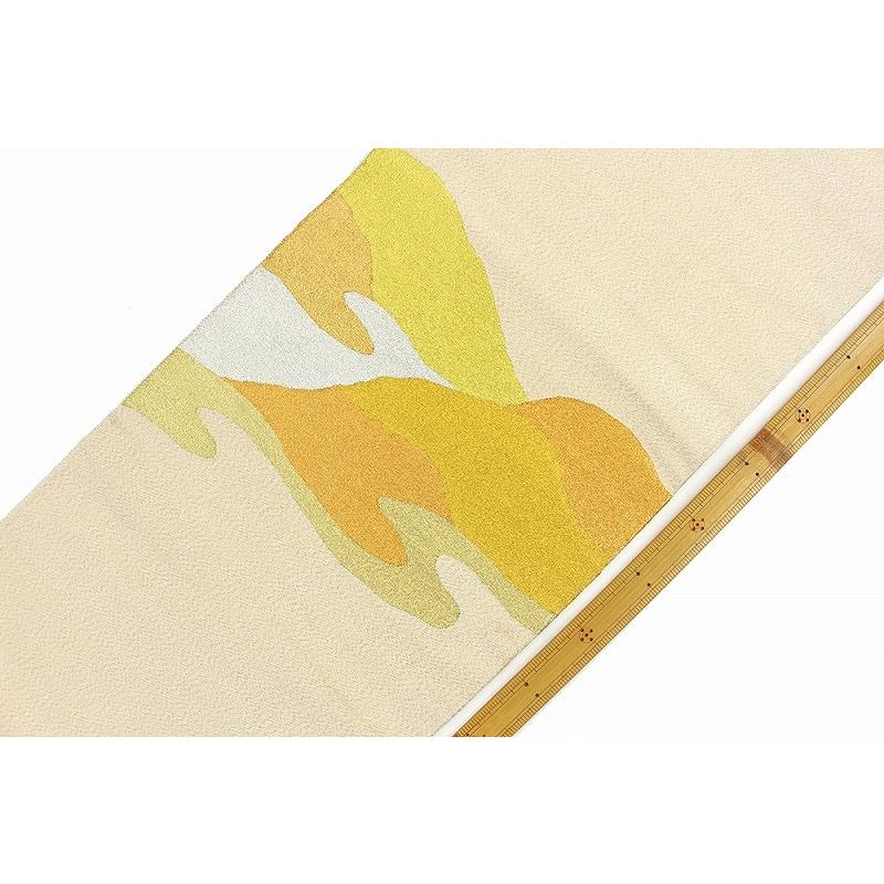 中古 名古屋帯 リサイクル レディース 正絹 ベージュ ゴールド 綴れ帯 つづれ帯 長さ365cm 幅30.5cm 仕立て上がり帯 フォーマル リサイクル帯 あすつく対応 : 5240 ...