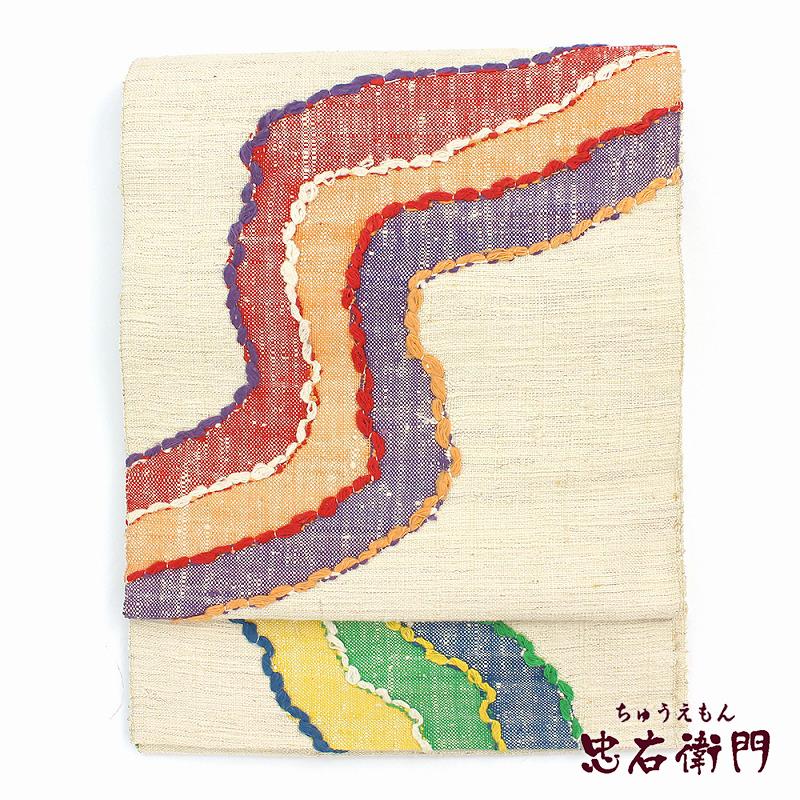 名古屋帯 中古 八寸名古屋帯 紬 リサイクル レディース 正絹 ベージュ 抽象柄 長さ358cm 幅30.5cm カジュアルリサイクル帯 あすつく対応 : リサイクル着物 忠右衛門 - 通販 ...