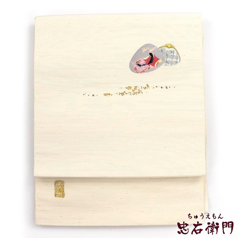 中古 名古屋帯 なごや帯 リサイクル レディース 正絹 白 刺繍 貝合わせ お姫様柄 長さ364cm 幅30.5cm 八寸名古屋帯 リサイクル帯 即日発送 : リサイクル着物 忠右衛門 ...