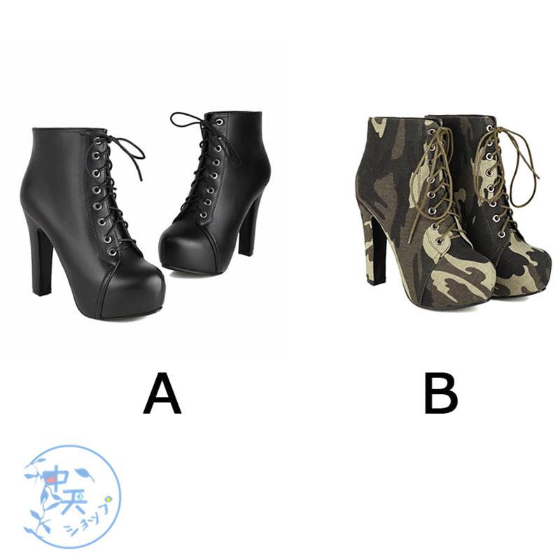 ショートブーツ レディース ブーツ 編み上げ ハイヒール ピンヒール