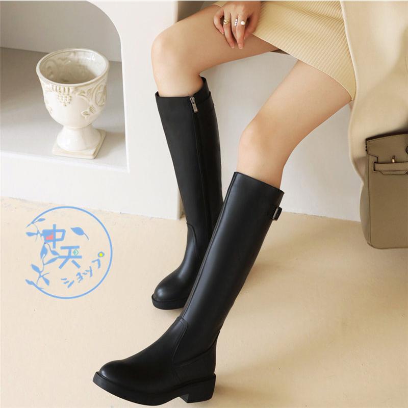 ロングブーツ ジョッキーブーツ レディース チャンキーヒール ワーク