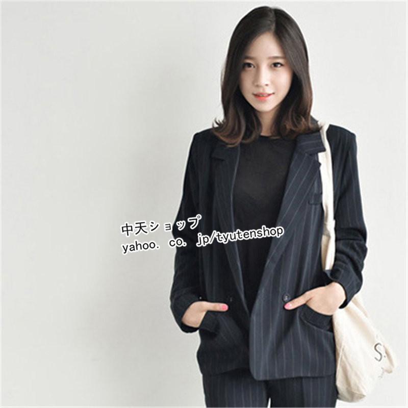 パンツスーツ 秋冬スーツ2点セット レディース 長袖ジャケット+ロング