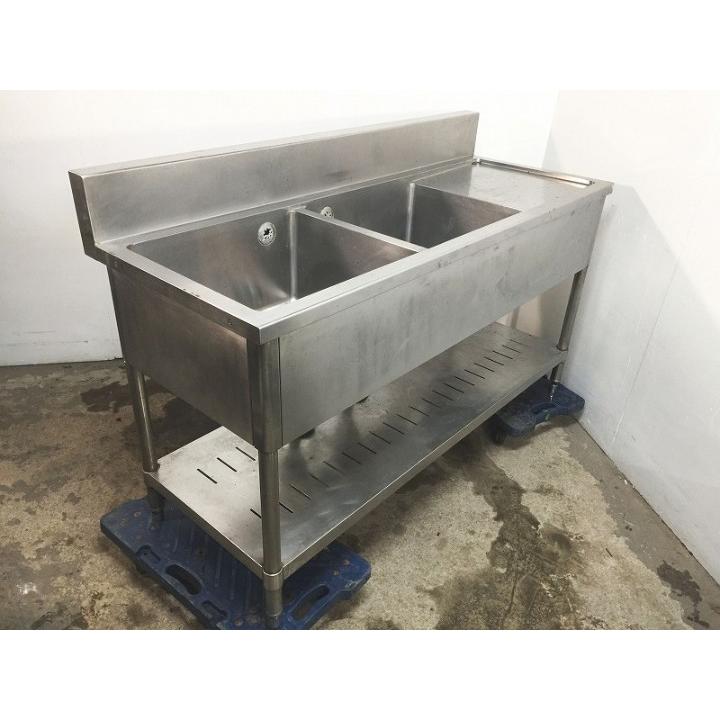 DA0824 | 2槽シンク 水切り台付 W1500×D600×H800(BG950)mm 厨房用 業務用 中古 ステンレス 流し台 : U-CLUB - 通販 - Yahoo!ショッピング