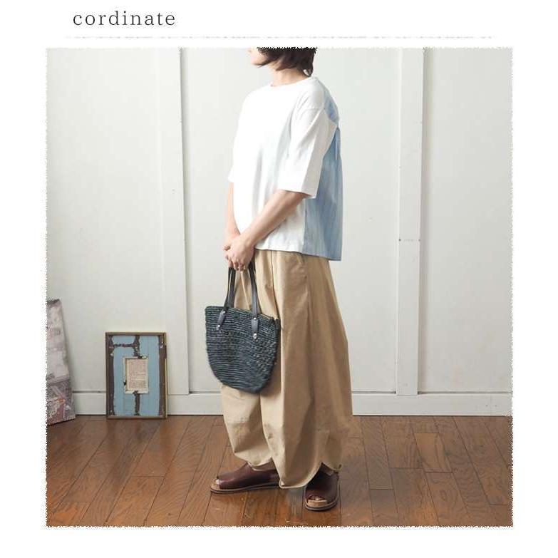 DANA FANEUIL DANAFANEUIL ダナファヌル 前後異素材のカットソー 後ろがストライプになった一枚で着られるカットソー レディース シンプル ナチュラル 春 夏 ...