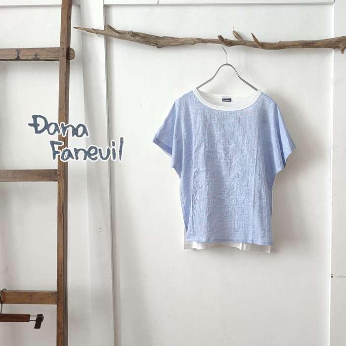 DANA FANEUIL DANAFANEUIL ダナファヌル 前後異素材の半袖カットソー 布帛とカット素材の異素材使い 涼しい レディース 夏 半袖 薄手 ナチュラル 春 : urala ...
