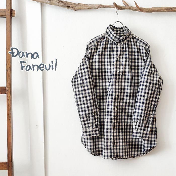 DANA FANEUIL DANAFANEUIL ダナファヌル ギンガムチェックスタンドカラーシャツチュニック ブラウス レディース チュニック丈 前開き シャツ 長袖 ゆったり 春 夏 ...
