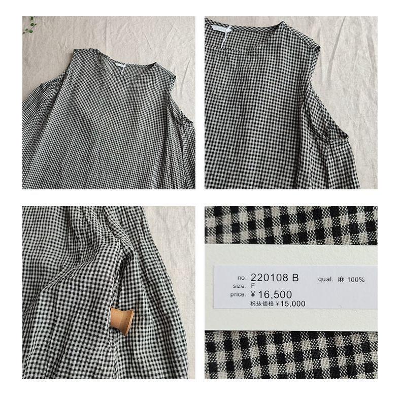 ICHI（イチ） セール30％ ノースリーブギンガムチェックリネンフレアロングワンピース Aライン 麻100 : urala うらら - 通販 - Yahoo!ショッピング