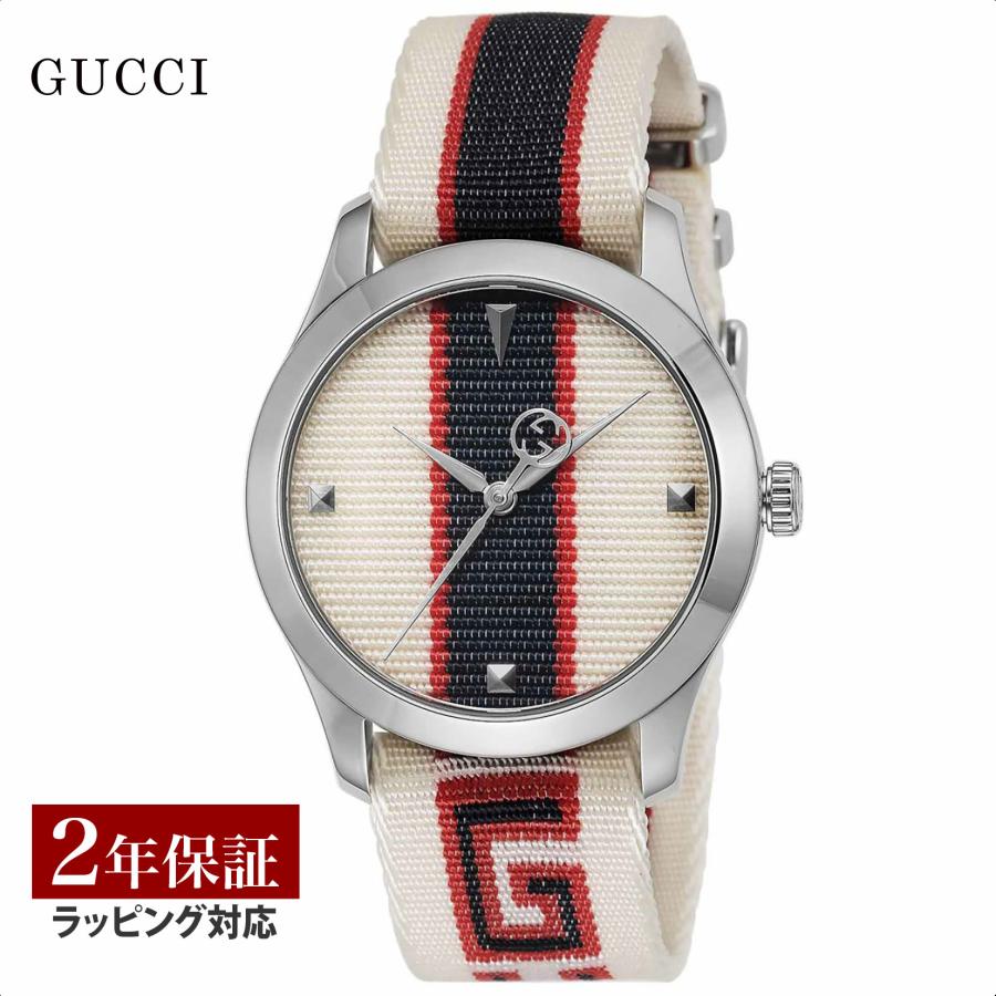 G-Timeless グッチ GUCCI メンズ 時計 G-TIMELESS Gタイムレス クォーツ ホワイト×ブルー×レッド ...