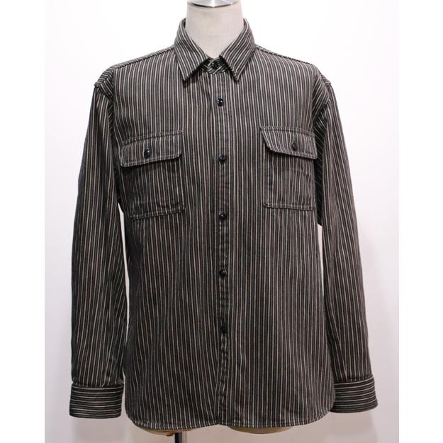 DELUXEWARE（デラックスウエア） HICKORY NEL SHIRT USM BLACK GREEN-STRIPE HV-01 : U ...
