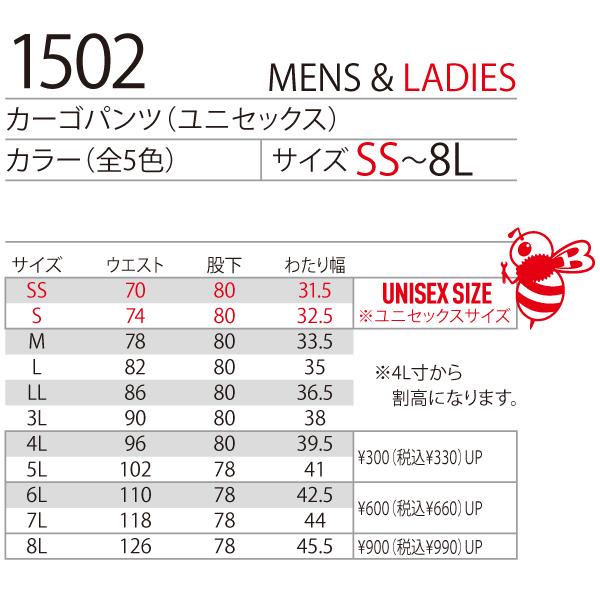 BURTLE バートル 1502 カーゴパンツ ユニセックス : U2GLOBAL - 通販 - Yahoo!ショッピング